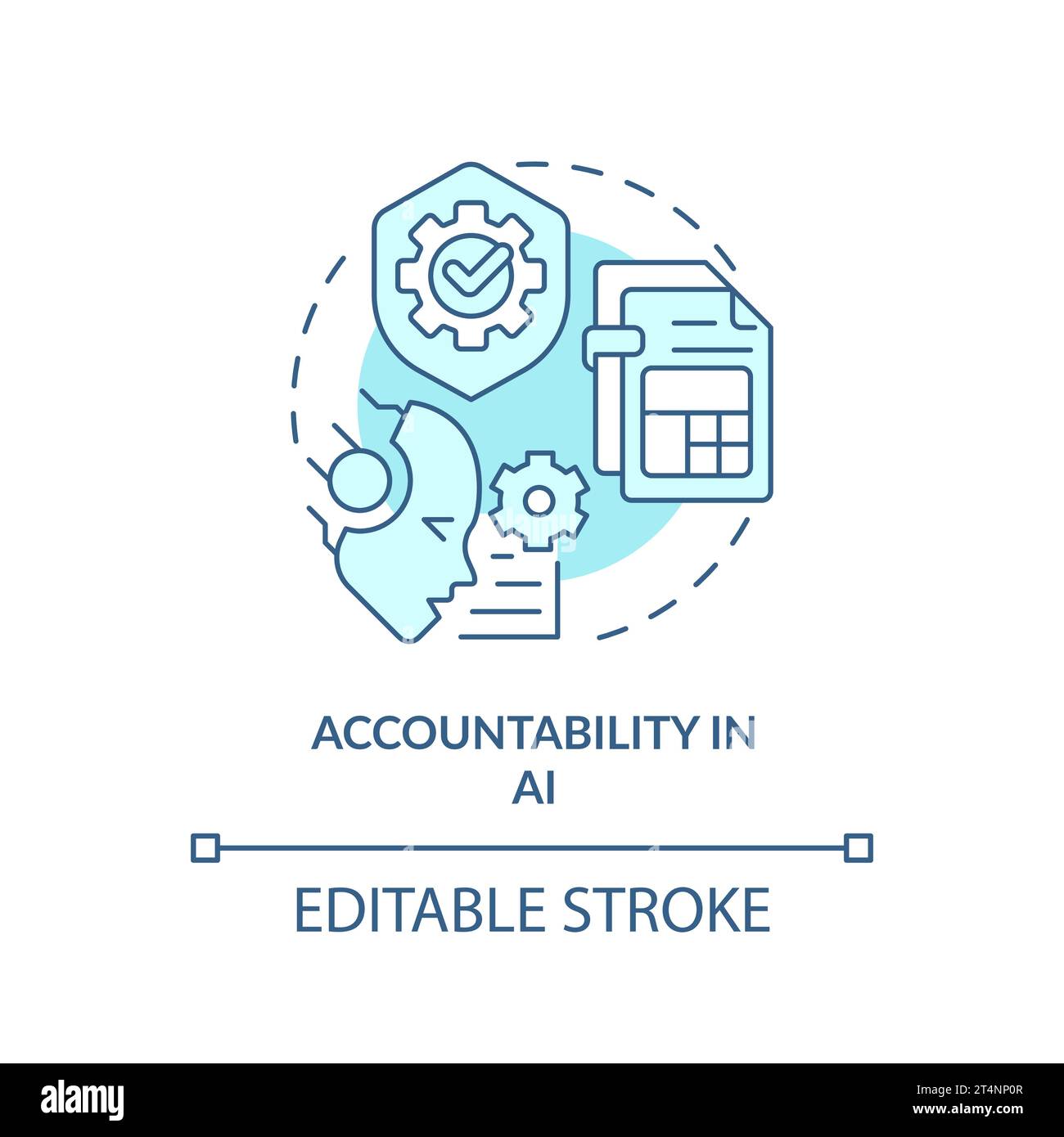 2D thin line blue icon accountability in AI concept Stock Vector Image & Art - Alamy
