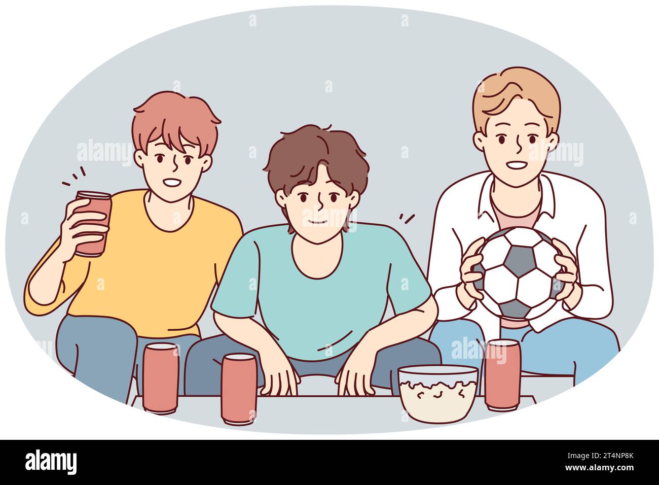 Happy Guys Watch Football At Home Together Vector Happy Guys Have Fun