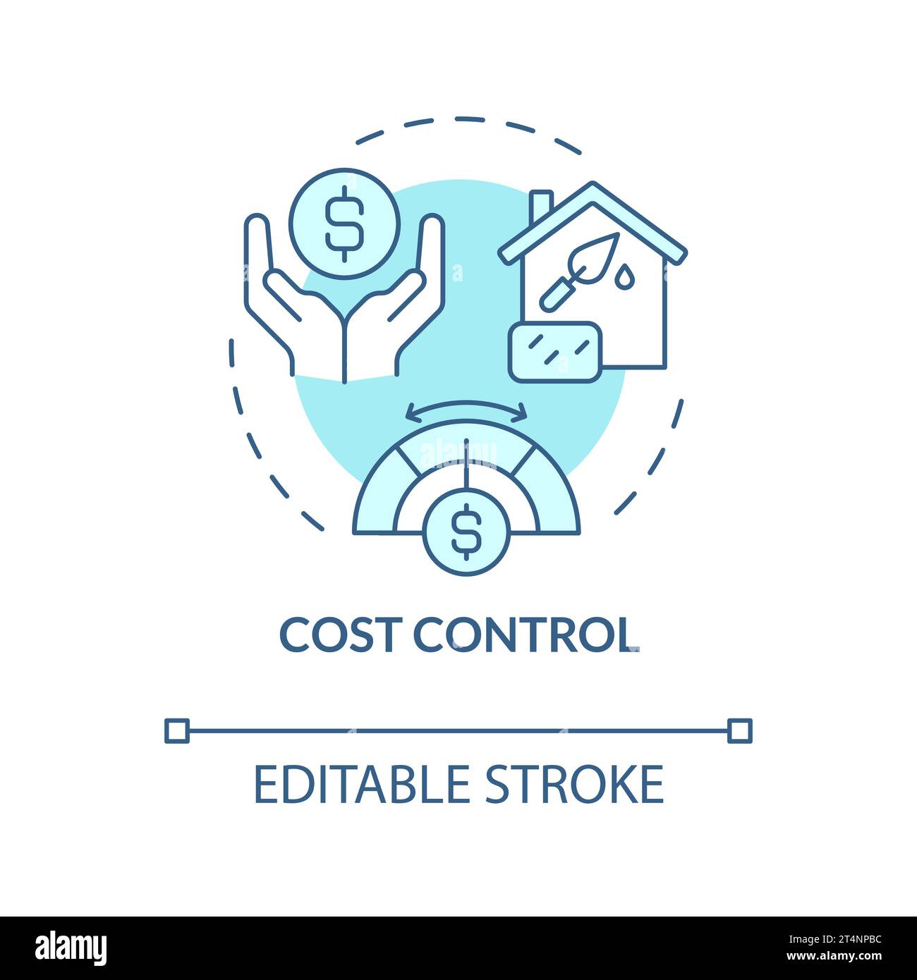 Thin line blue icon cost control concept Stock Vector Image & Art - Alamy