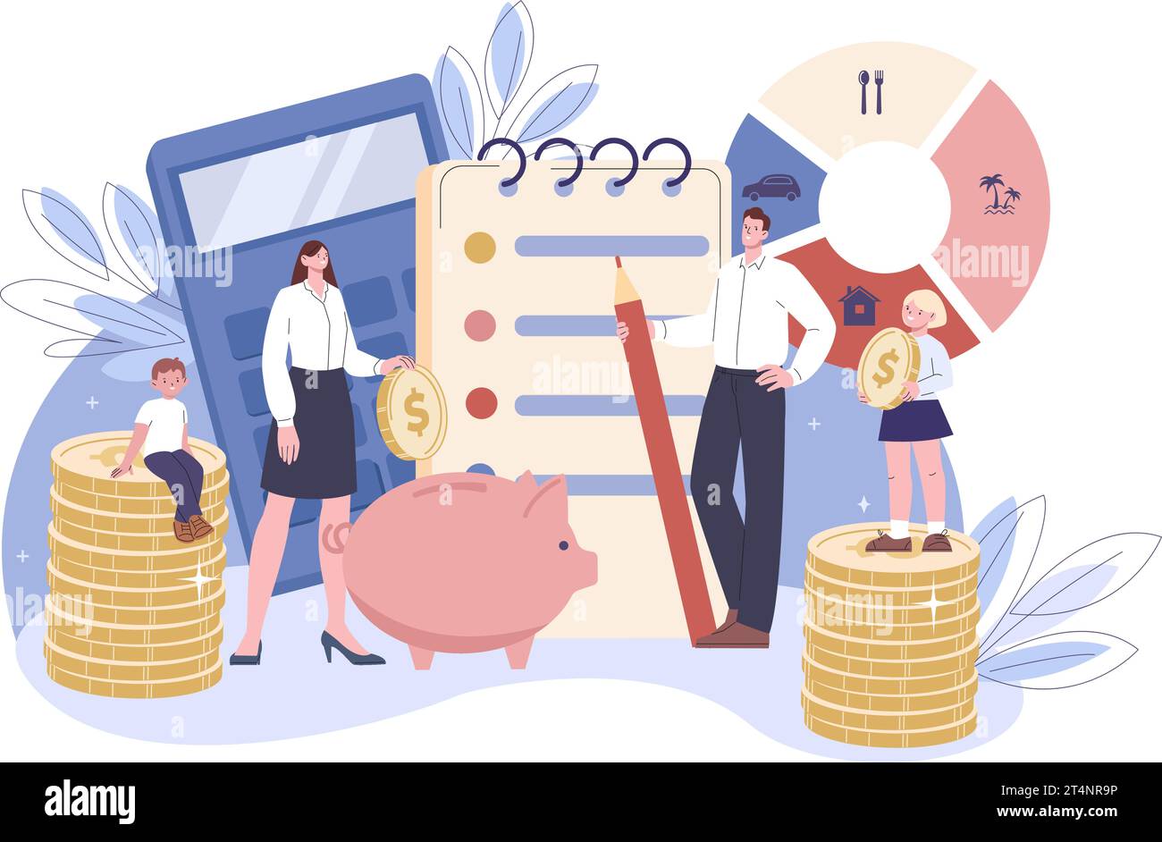 Family and money and cartoon hi-res stock photography and images - Alamy