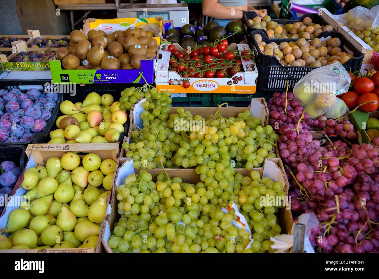Detail of a fruits and vegetables stall at the weekly market in the ...