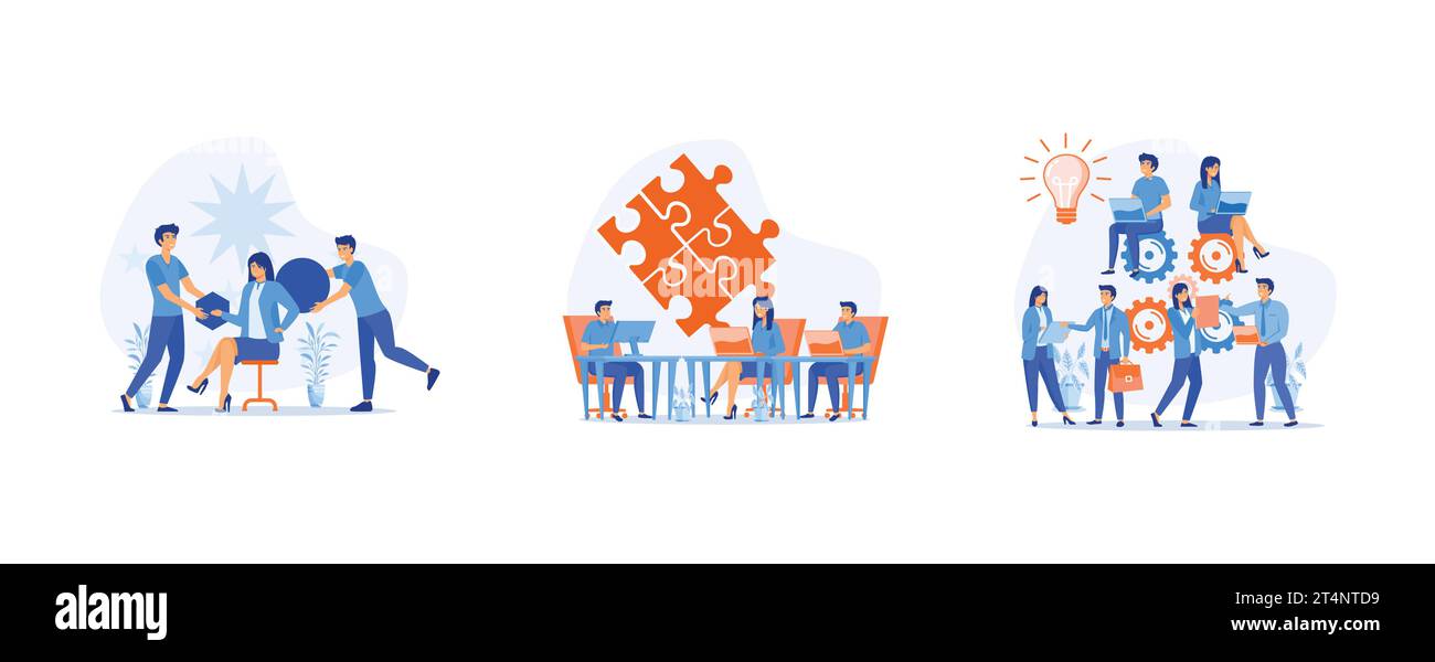 business people collaborating, solving problems, thinking about creative idea, brainstorming and ...