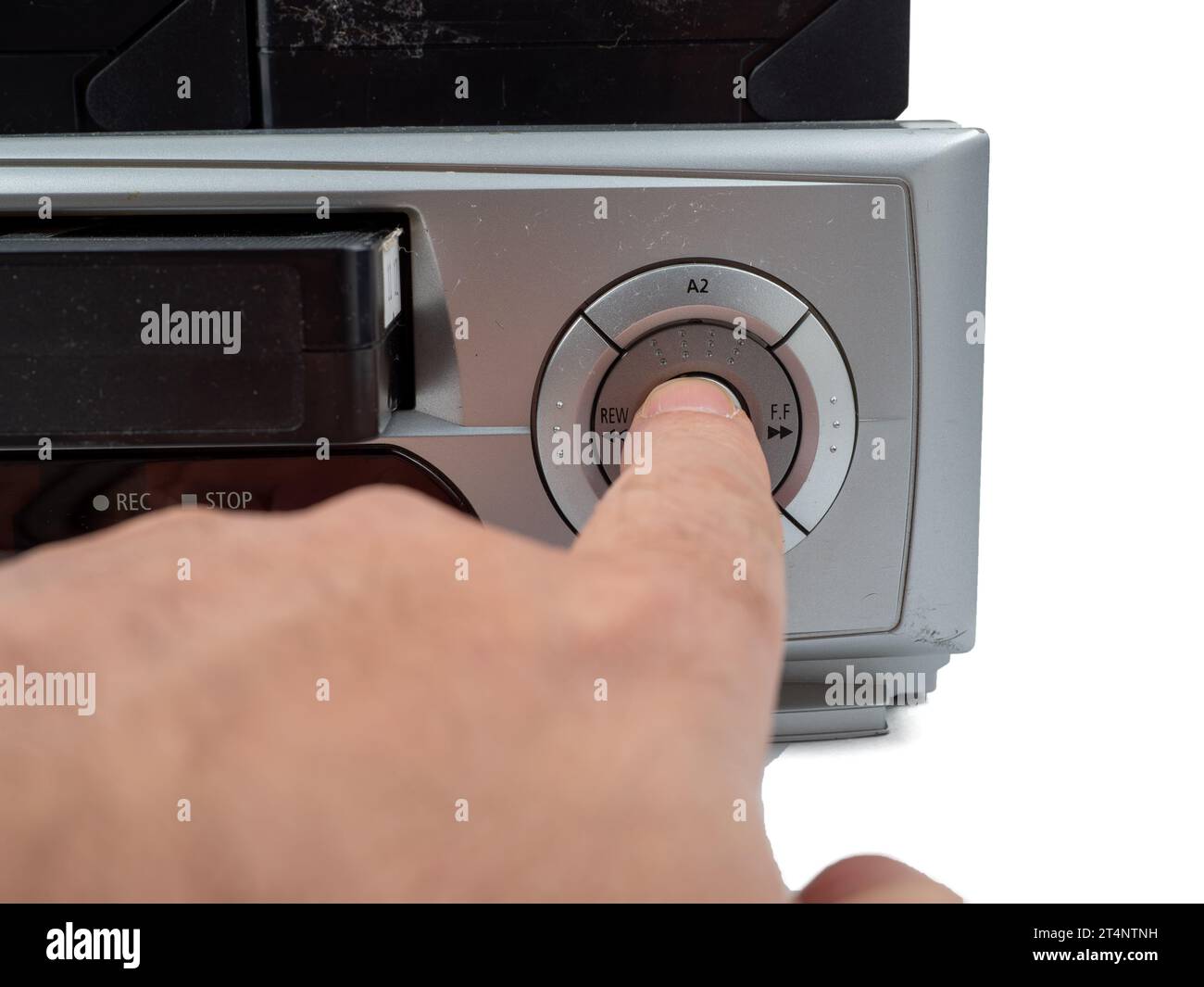 VHS cassette video recorder on a white background. Retro video recorder ...