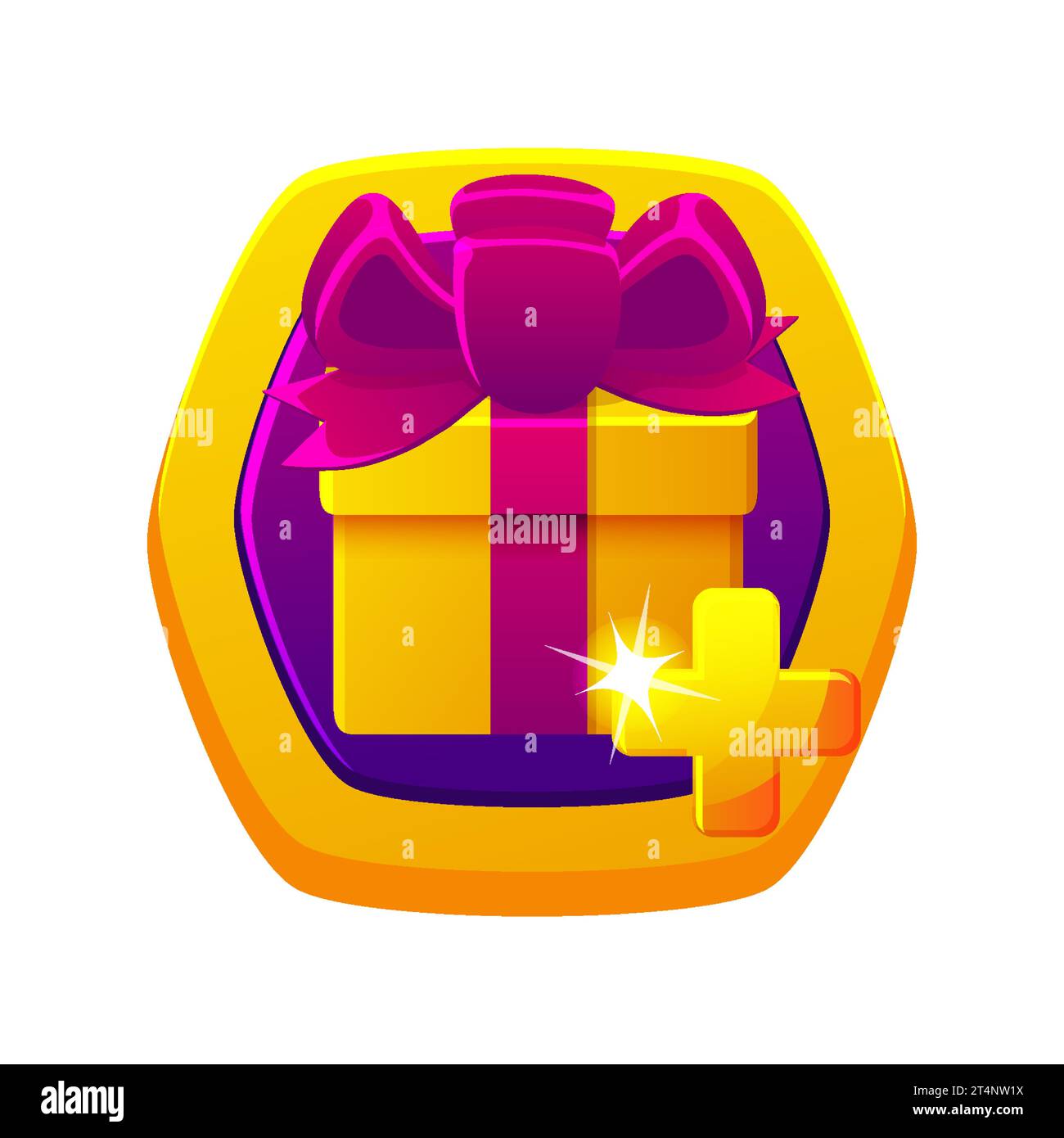 Vector gift icon for Game Ui, present box, gold lucky button Stock ...