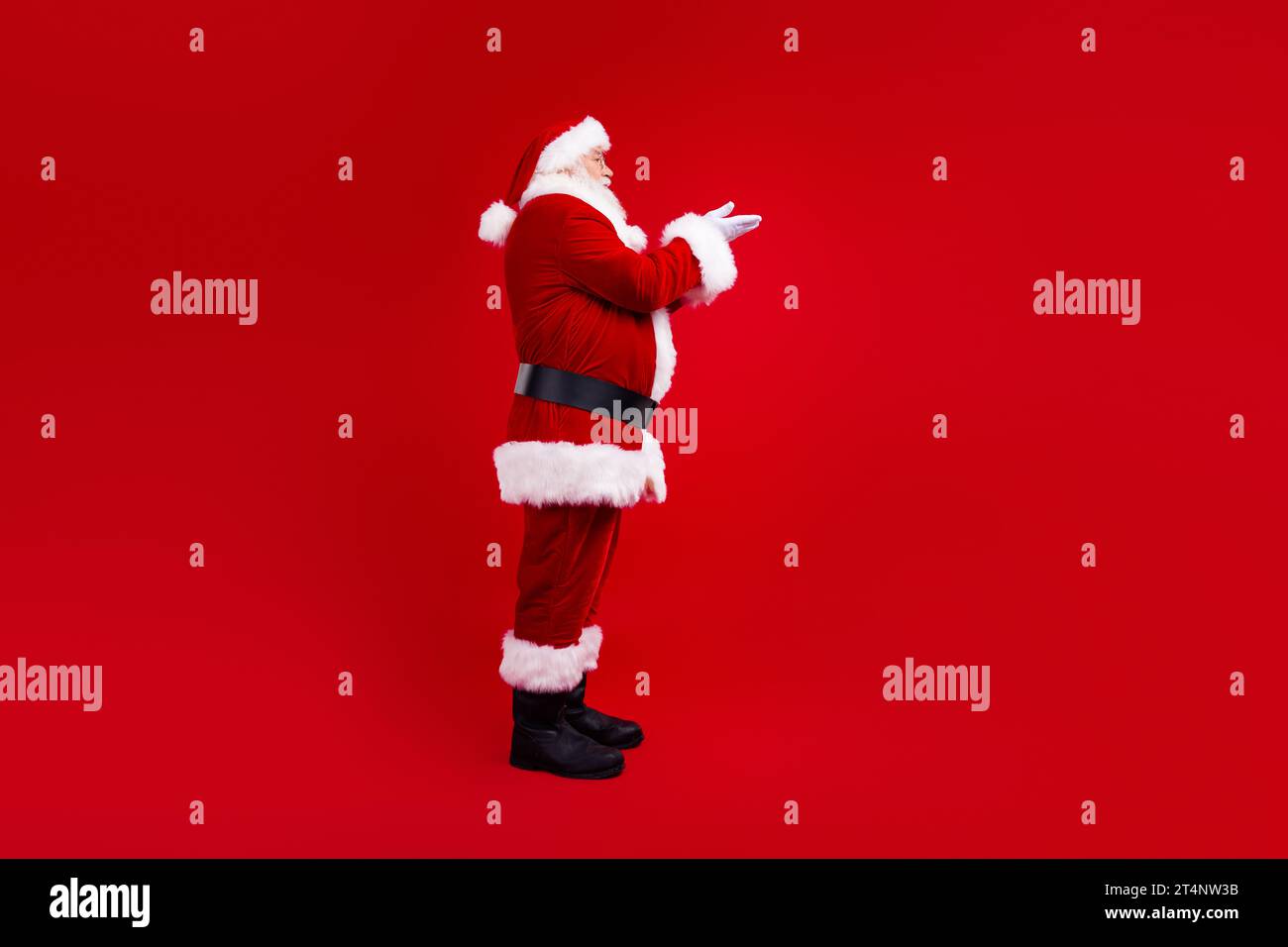 Side profile full body photo of pleasant santa claus with white beard ...