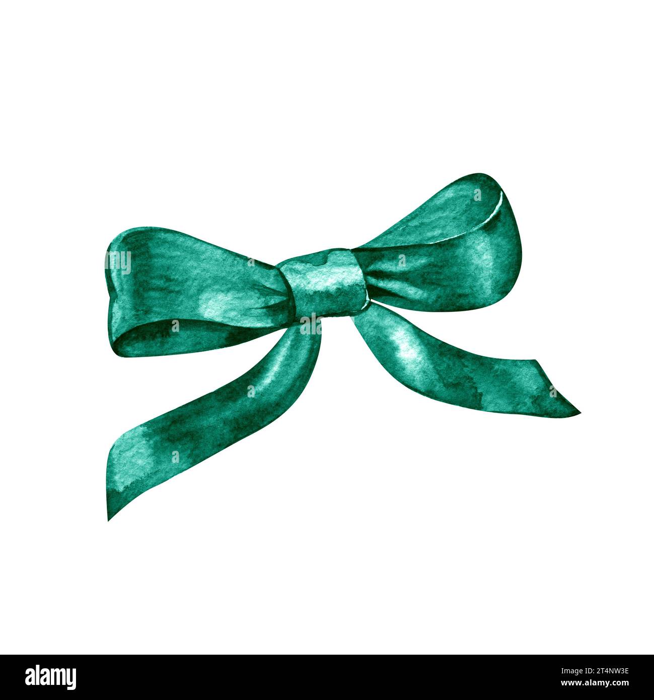Watercolor green bow. Illustration on white background Stock Photo - Alamy