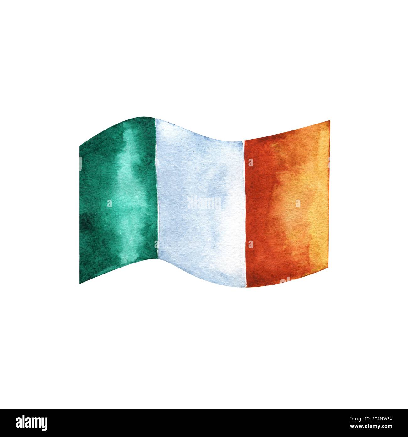 Watercolor Irish flag of Ireland isolated over white background Stock ...