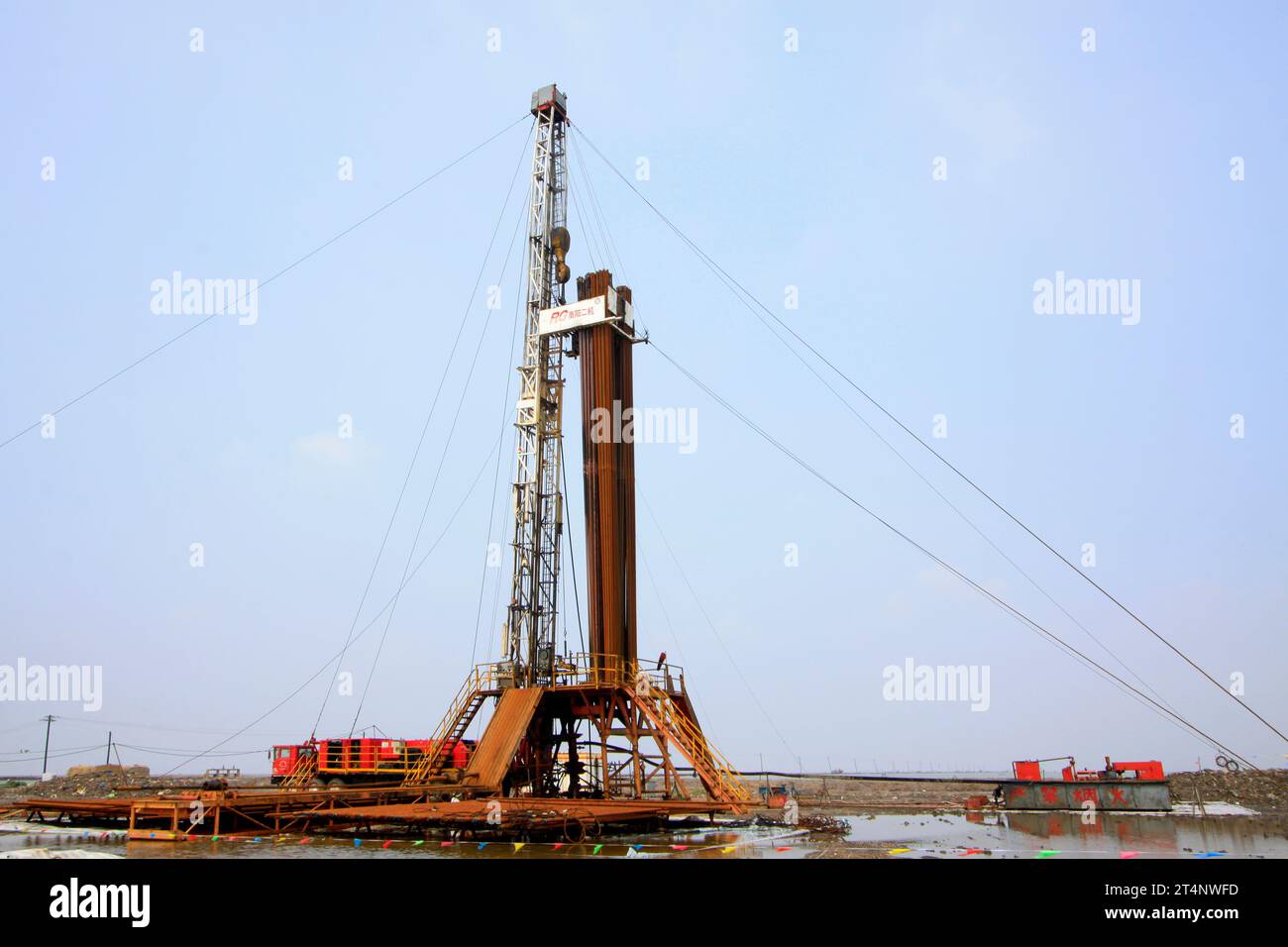Oilfield drilling platform, closeup of photo Stock Photo - Alamy