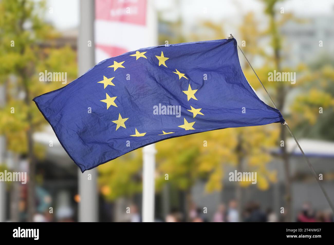 EU European Union flag flying outdoors Stock Photo - Alamy