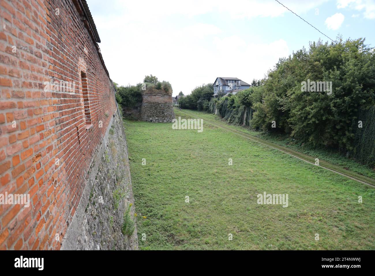 RIVNE, UKRAINE - SEPTEMBER 16, 2023 View to the historic castle ...