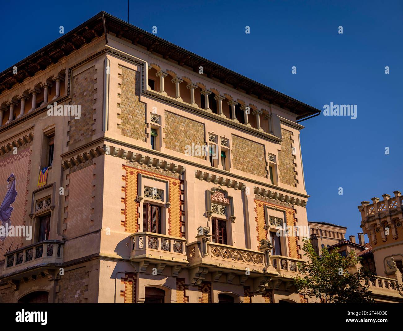 Facade of the Comella house, modernist style, in Vic (Osona, Barcelona ...