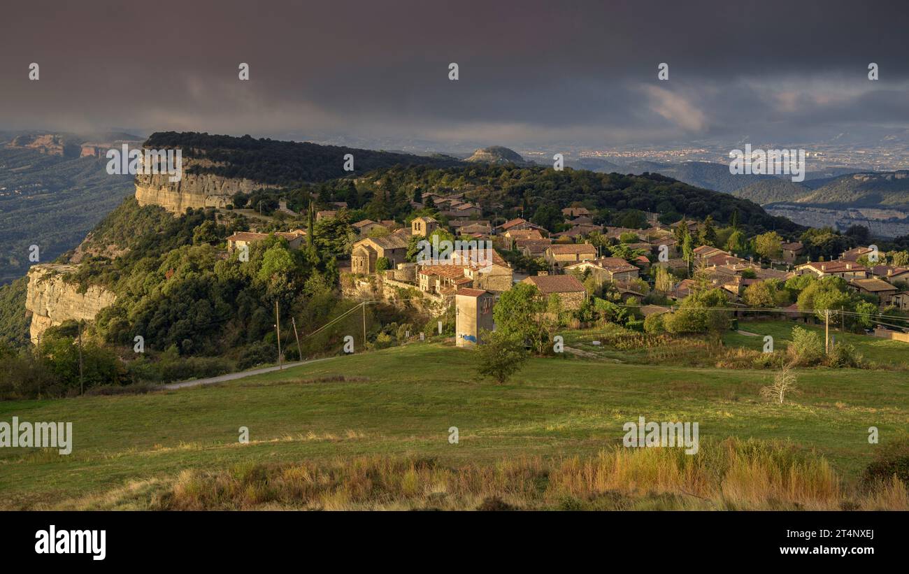 Sunrise with clouds in Tavertet and the cliffs of Tavertet, in ...