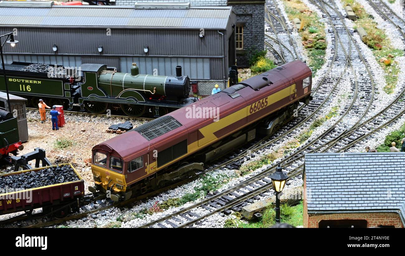 A model of an EWS class 66 locomotive Stock Photo - Alamy