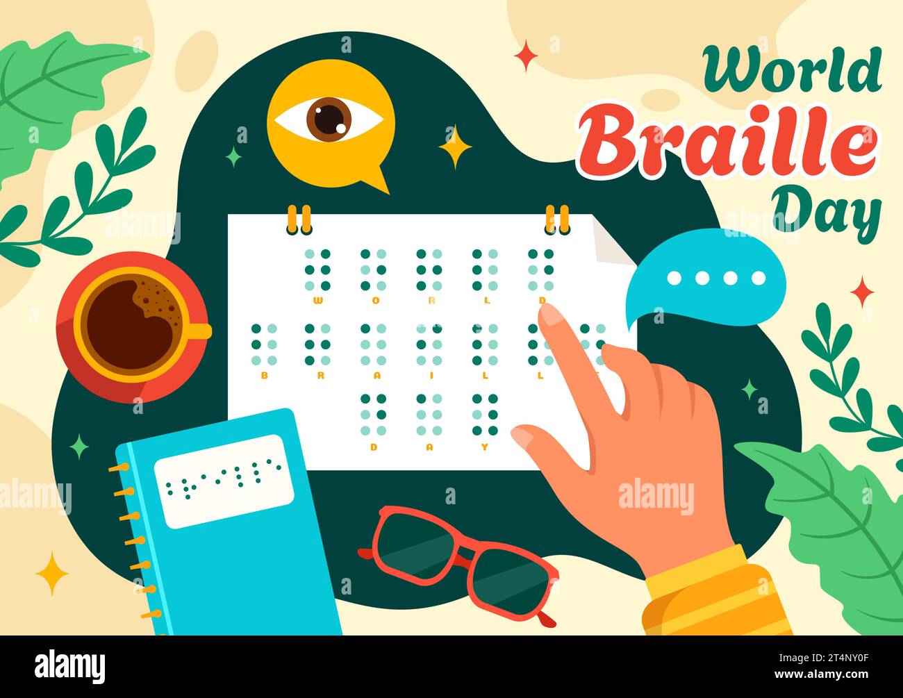 World Braille Day Vector Illustration on 4th of January with Text by ...