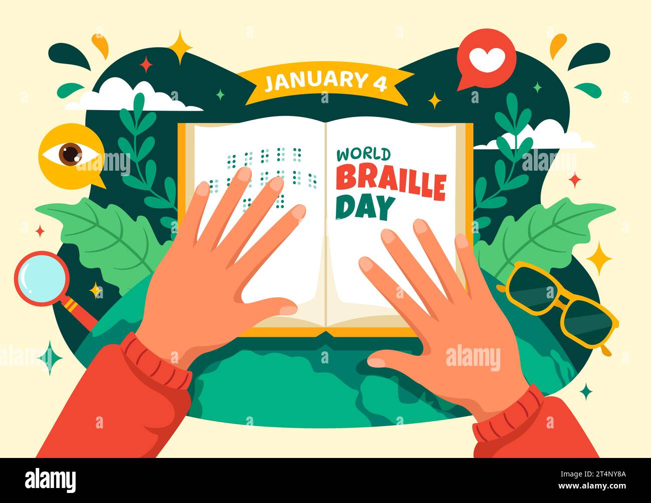 World Braille Day Vector Illustration on 4th of January with Text by ...