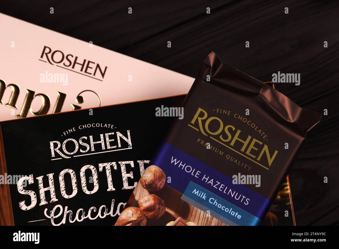 KHARKIV, UKRAINE - JANUARY 2, 2021 Roshen chocolate production. Roshen ...