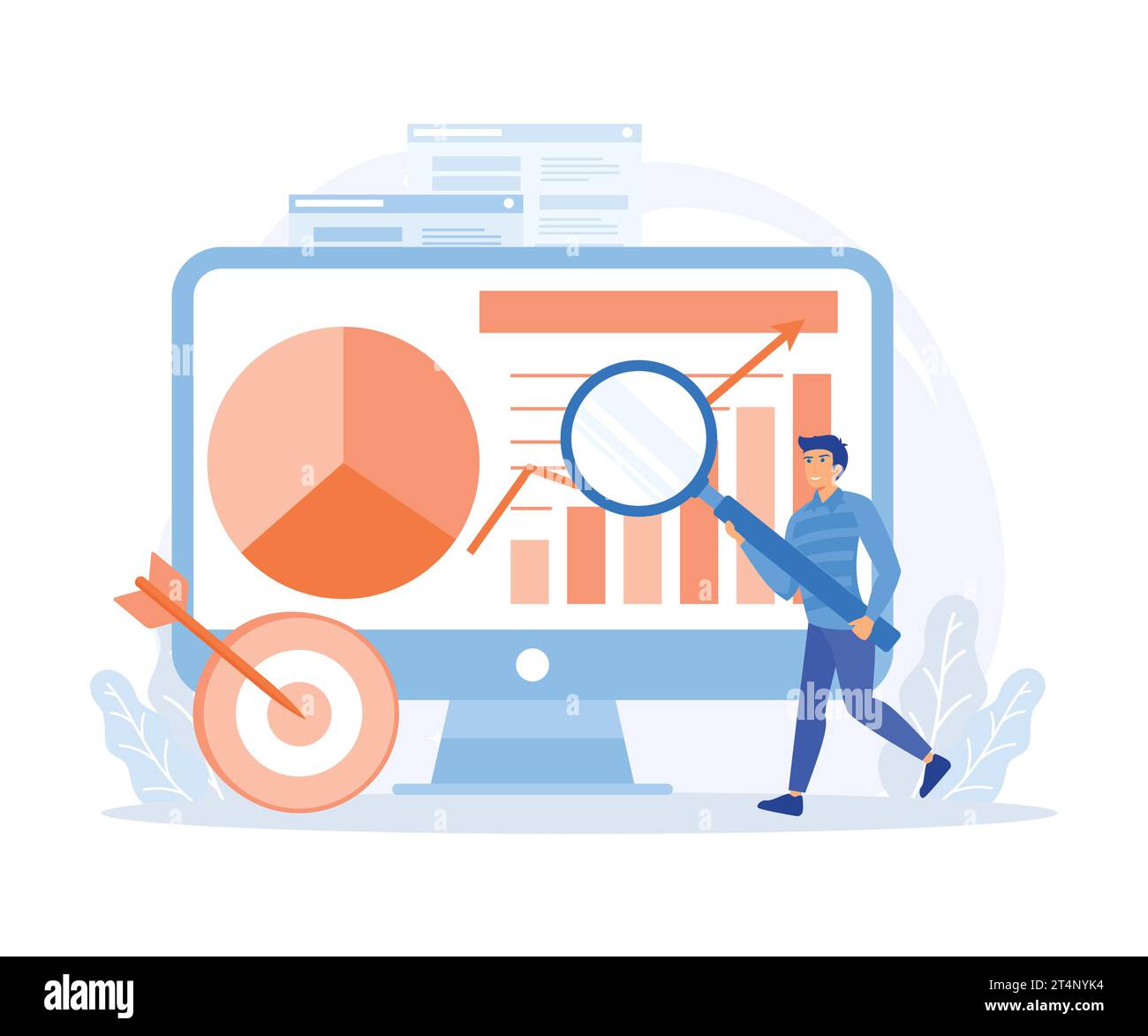 Data Analyst Worker Checking Data Analyst On A Big Screen Using