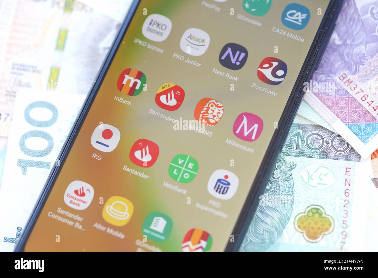 TERNOPIL, UKRAINE - AUGUST 3, 2023 Banking applications on screen of ...