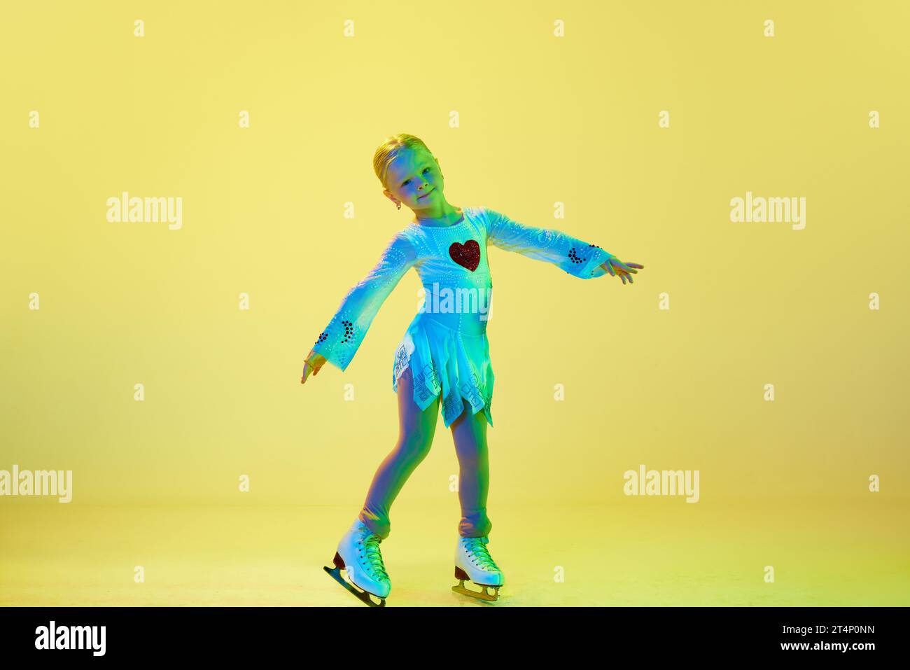 Full-length of cute, beautiful adorable kid, little girl, dancing ...