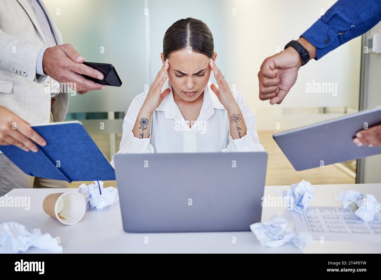 This has to be a dream. a young businesswoman looking overwhelmed in a ...