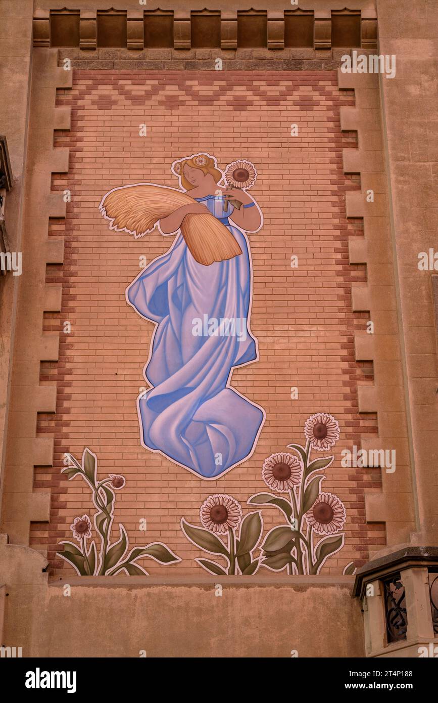 Facade of the Comella house, modernist style, in Vic (Osona, Barcelona ...