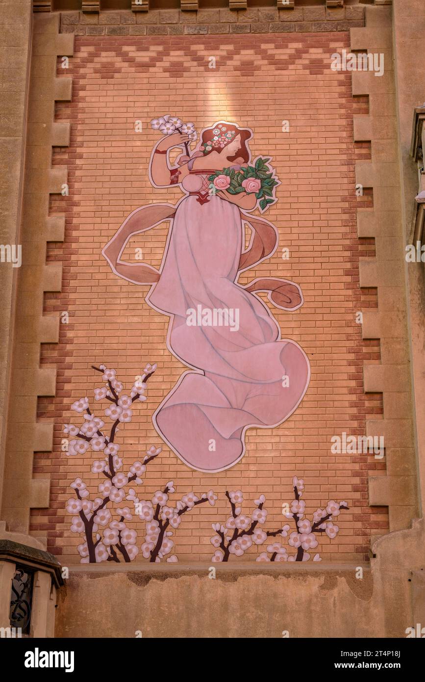 Facade of the Comella house, modernist style, in Vic (Osona, Barcelona ...