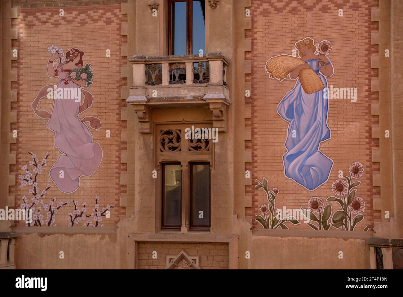 Facade of the Comella house, modernist style, in Vic (Osona, Barcelona ...