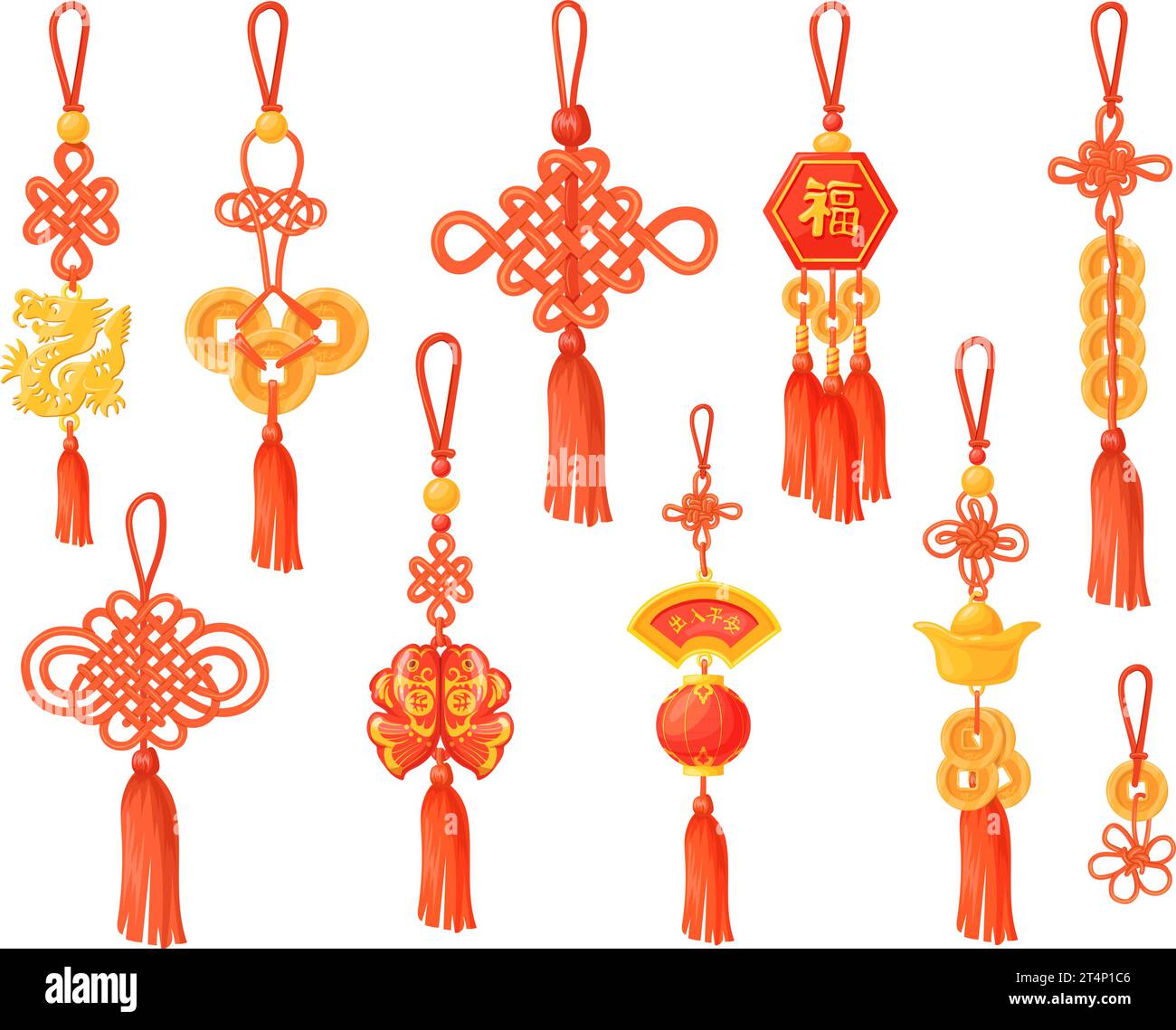 Chinese tassels. Traditional asian knot, red hanging tassel for ...