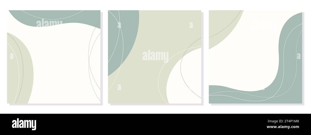 Templates social stories square layout, abstract boho style, green ...