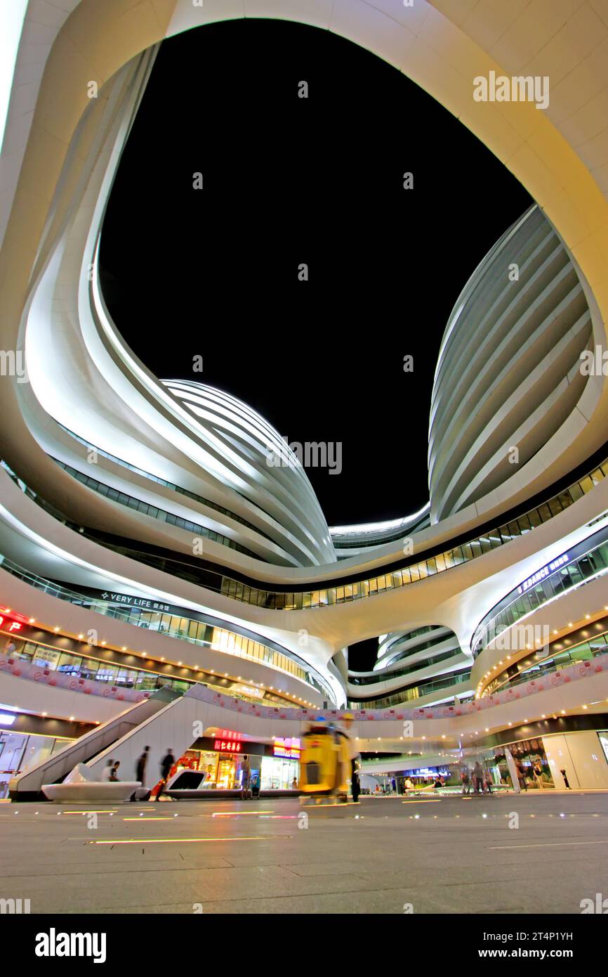 Beijing - September 19: Galaxy SOHO building scene at night, on ...