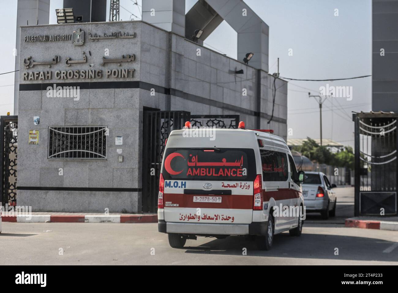 Rafah, Palestinian Territories. 01st Nov, 2023. A Palestinian ambulance ...