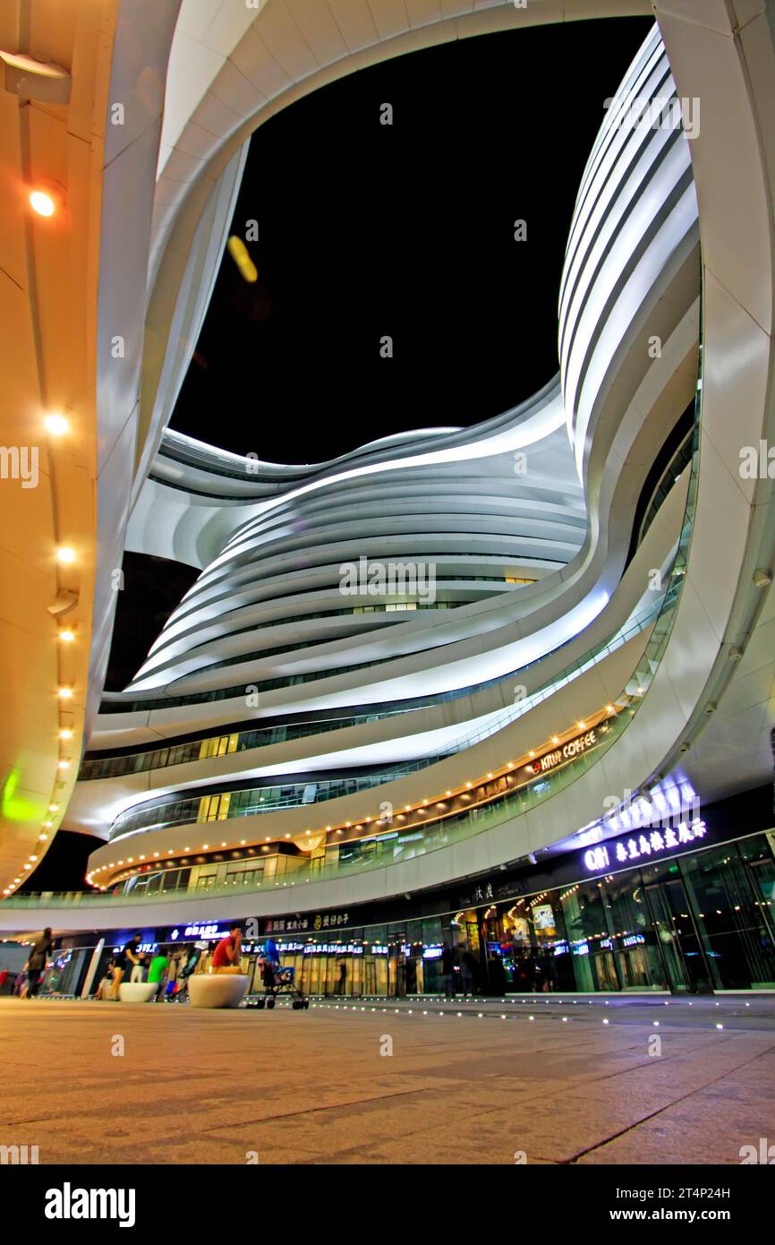 Beijing - September 19: Galaxy SOHO building scene at night, on ...