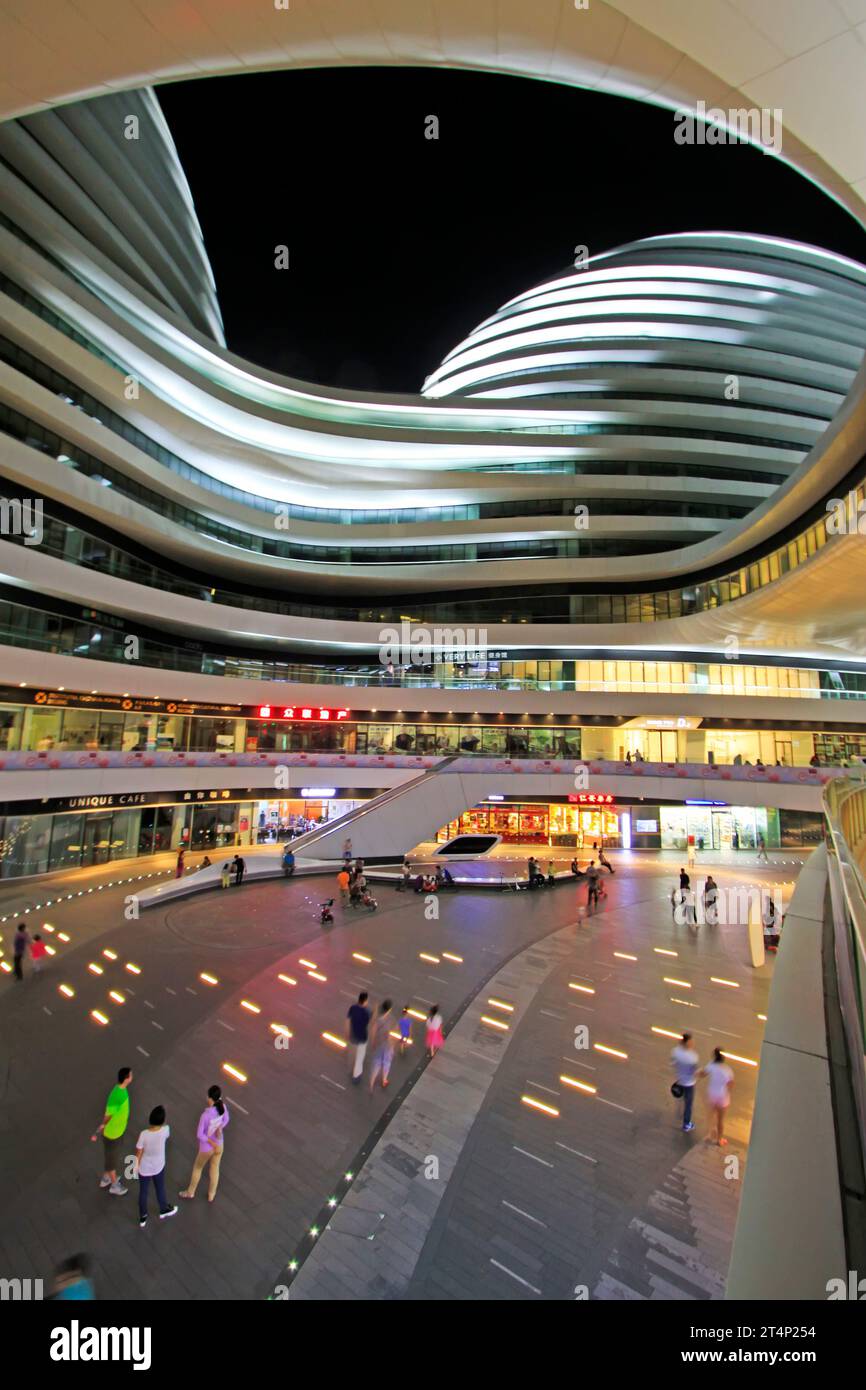 Beijing - September 19: Galaxy SOHO building scene at night, on ...