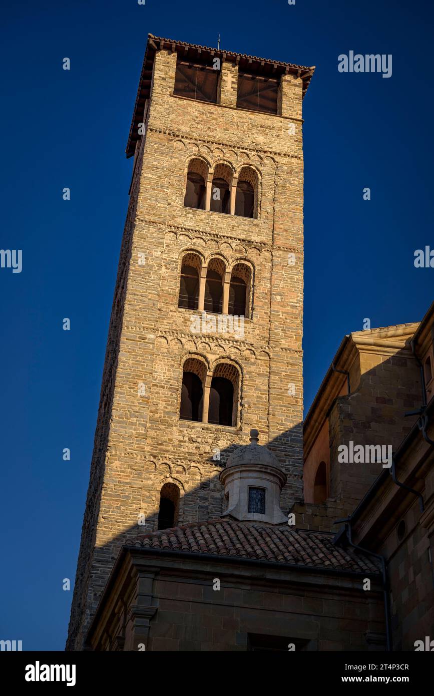 Romanesque bell tower of the Cathedral of Saint Peter of Vic (Osona ...