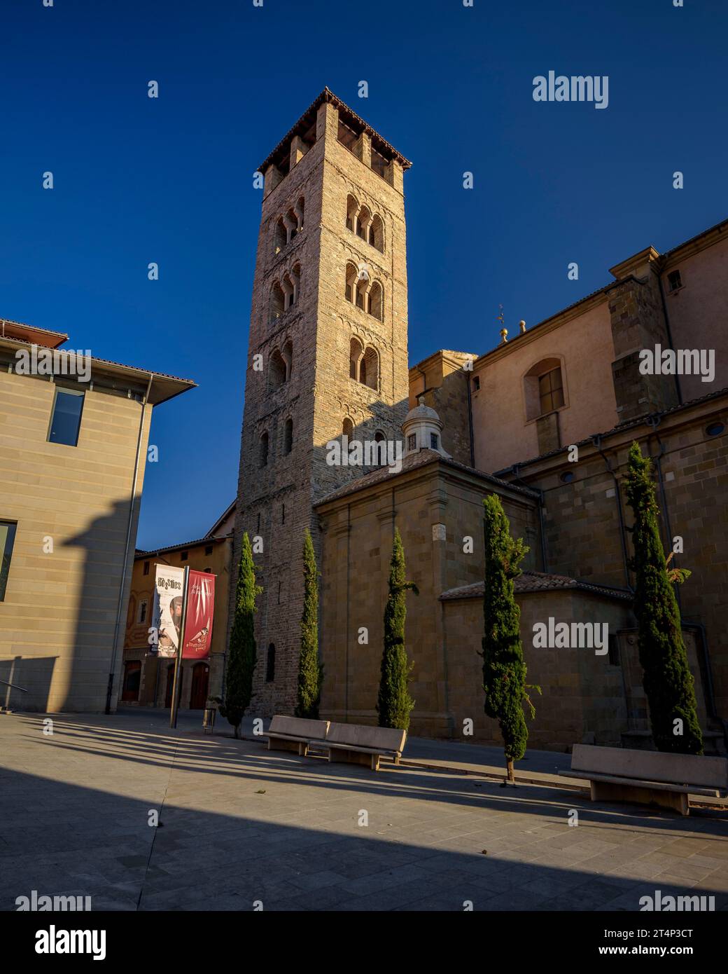 Romanesque bell tower of the Cathedral of Saint Peter of Vic (Osona ...