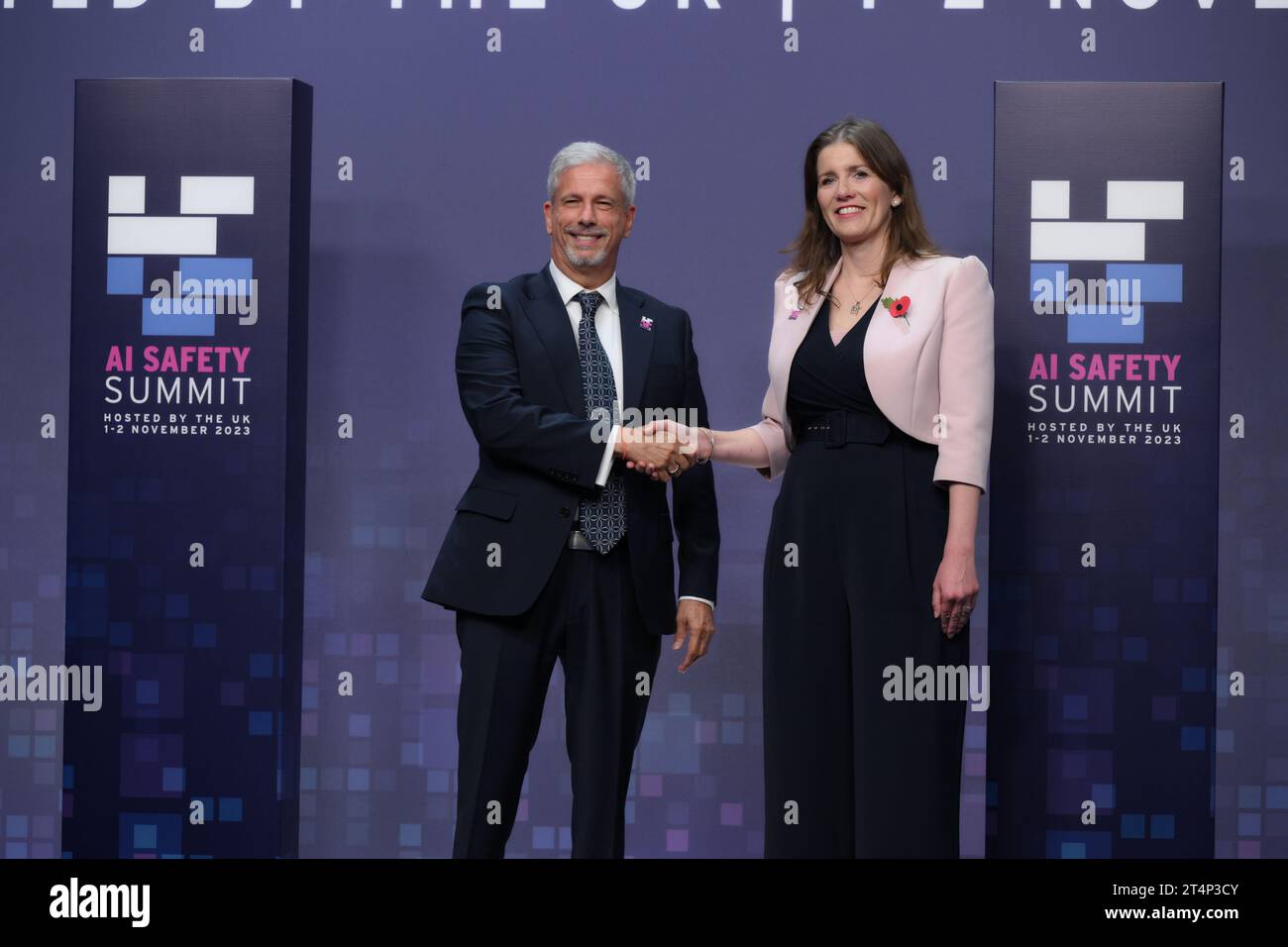 Technology Secretary Michelle Donelan greets Laudemar de Aguiar ...