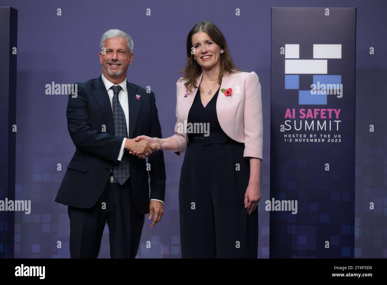 Technology Secretary Michelle Donelan greets Laudemar de Aguiar ...