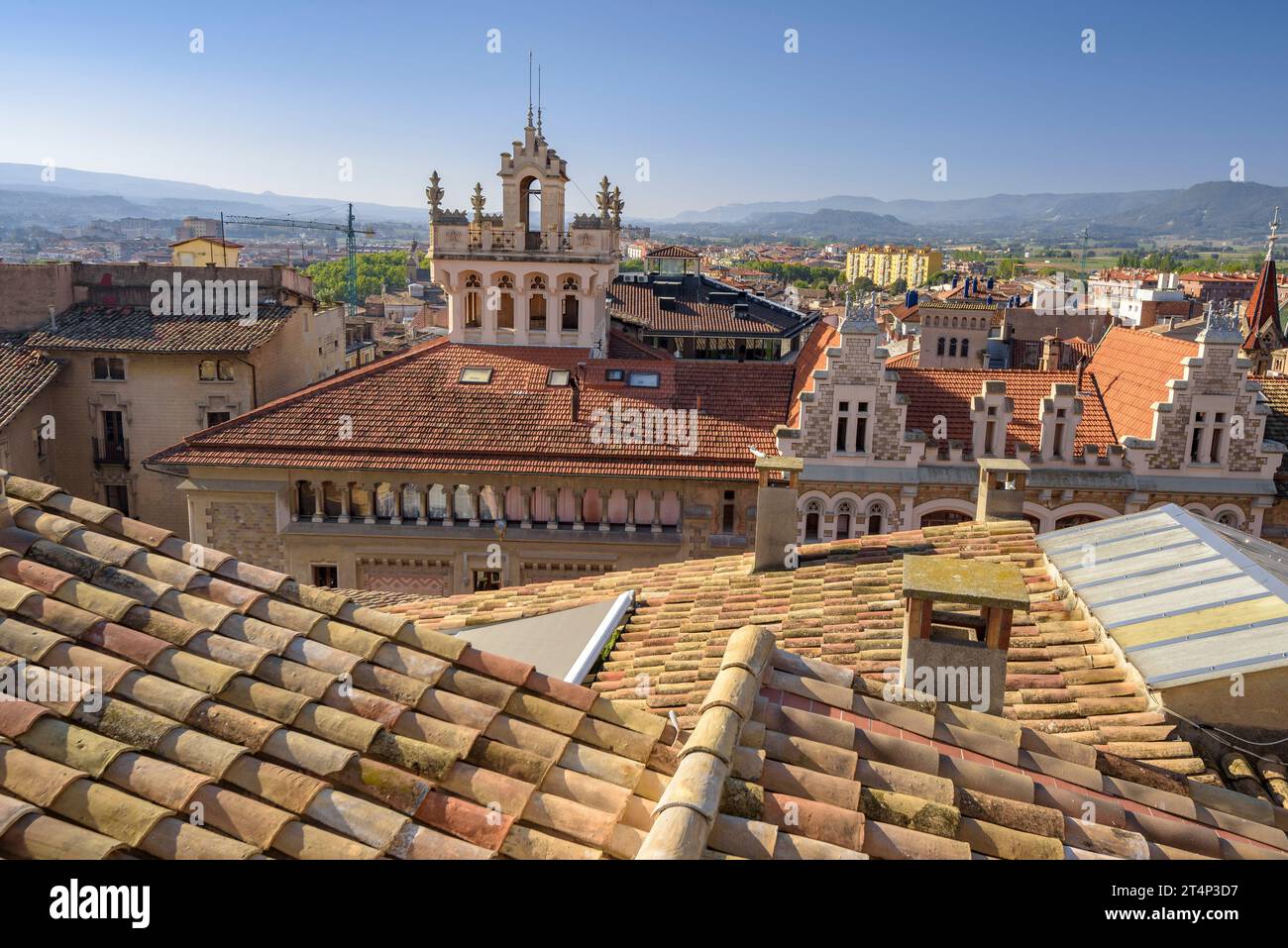 Roofs and buildings of Vic seen from the historic city center (Osona ...