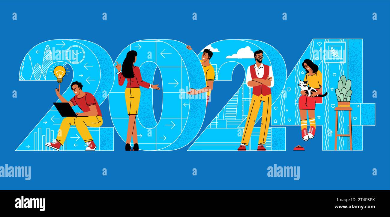 Preparing to meet 2024 new year Stock Vector Image & Art - Alamy