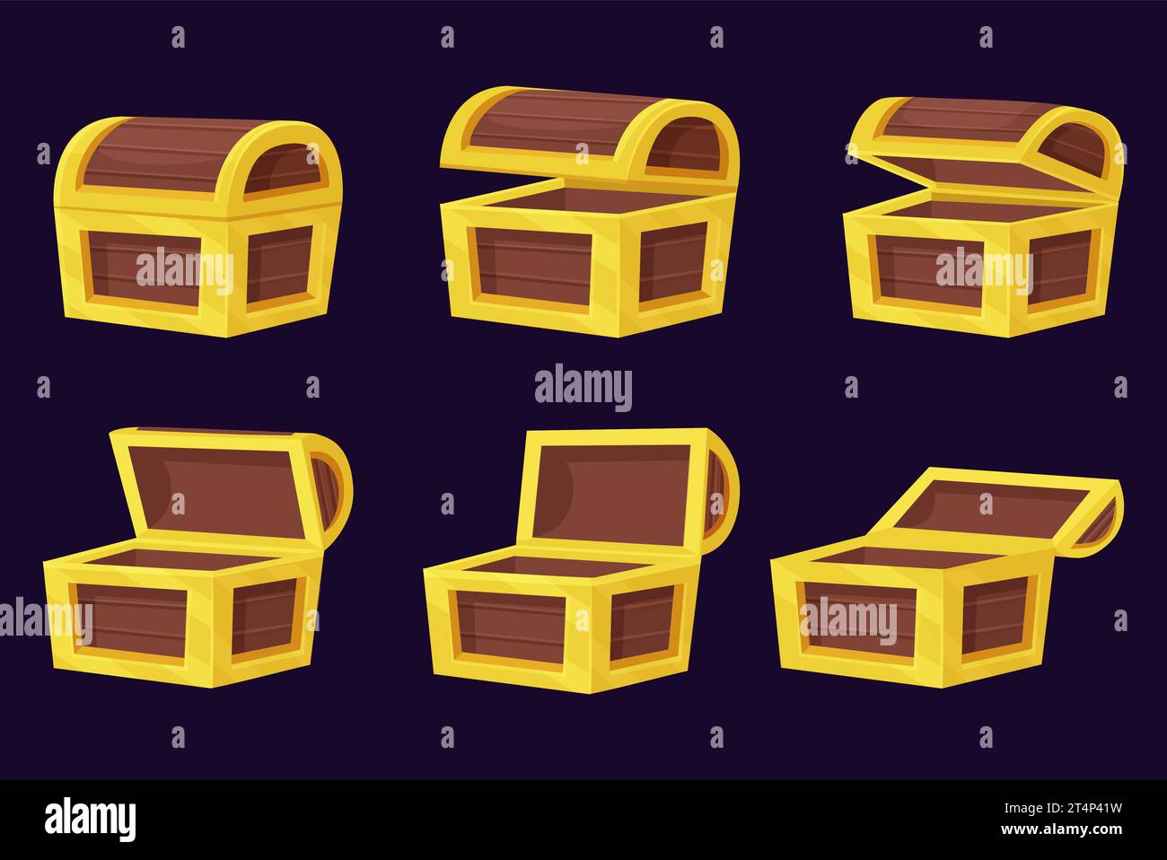 Cartoon wooden chest animation. Lid close and open, start and finish ...