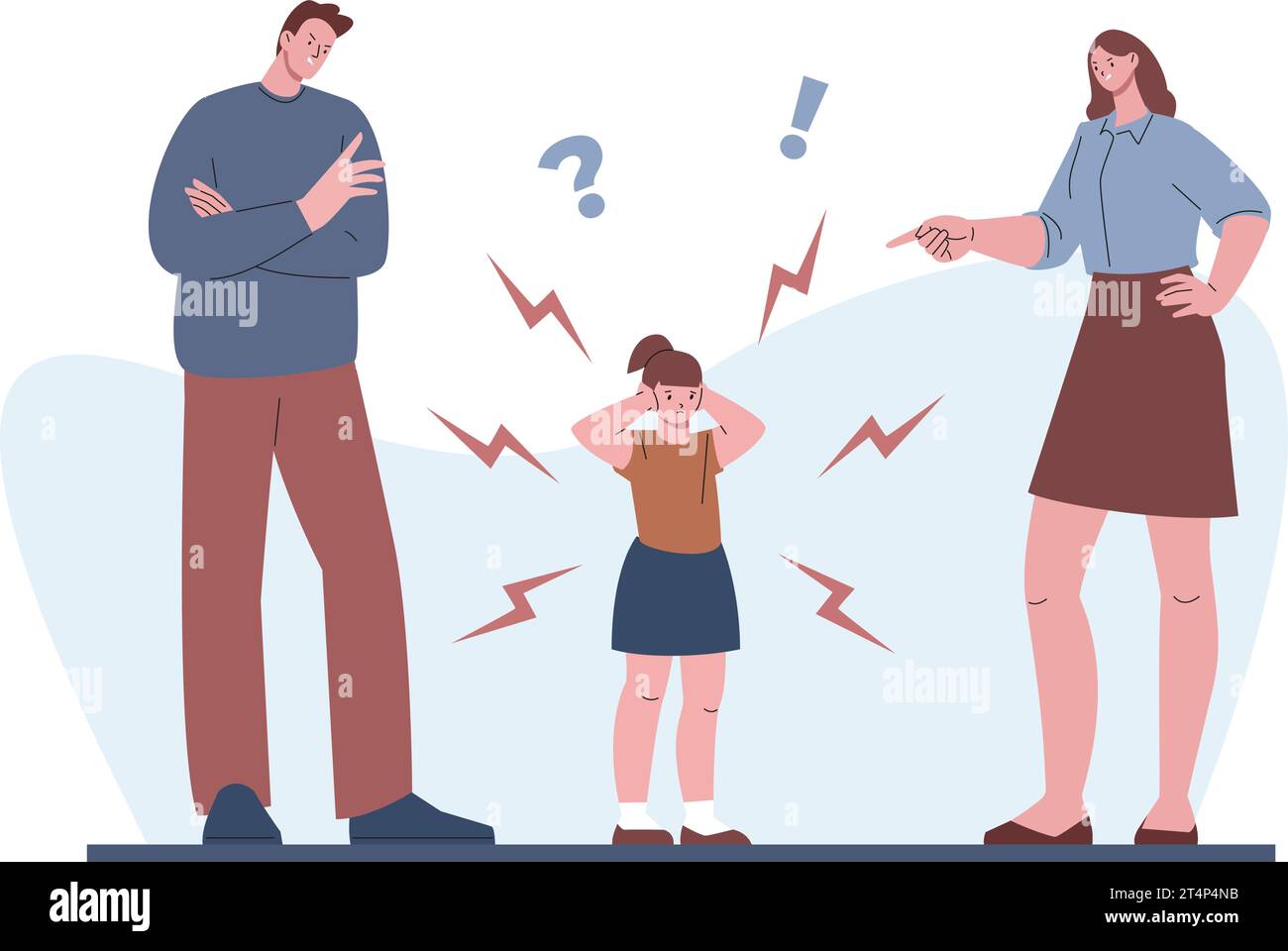 Parents scream at child. Aggressive mother and father behavior, scold ...