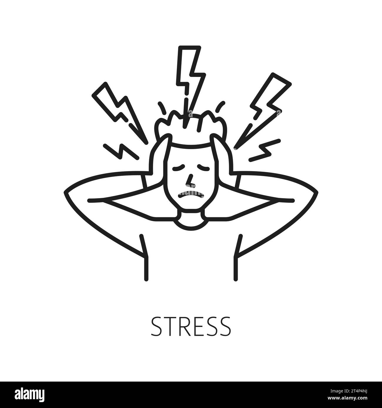 Stress, psychological disorder problem and mental health icon in vector ...