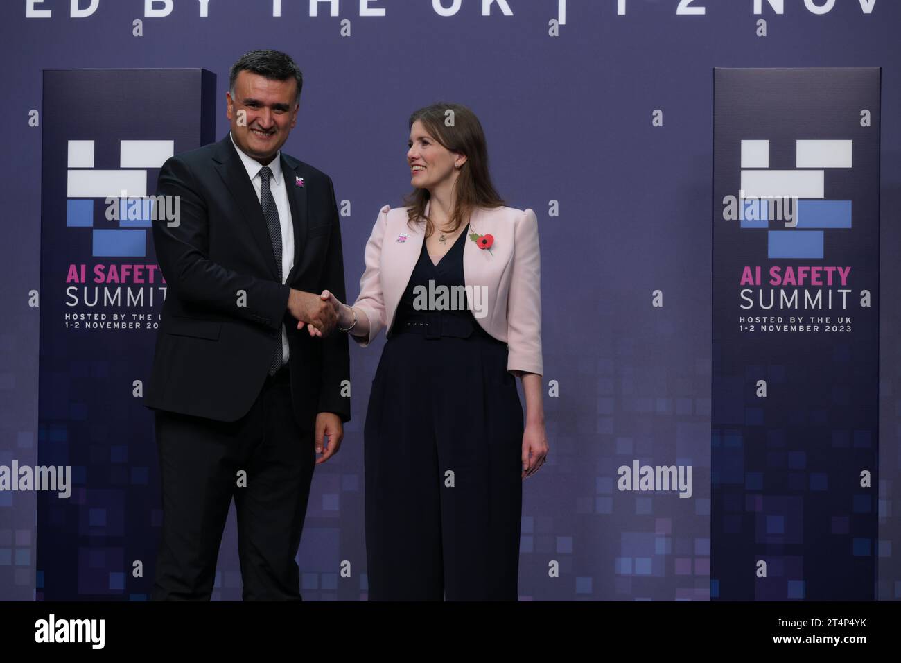Technology Secretary Michelle Donelan greets Ahmet Yozgatligil, Deputy ...