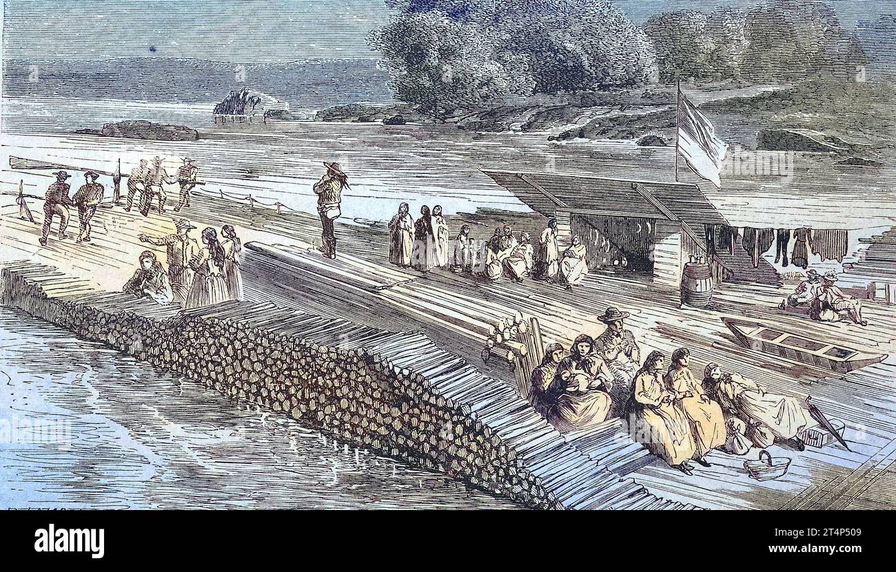 Holzfloß auf der Donau, Deutschland, Reproduktion eines Bildes ...