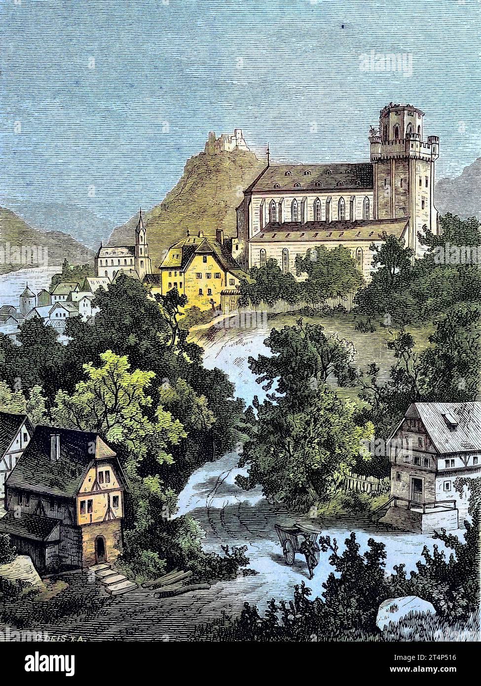 Oberwesel ist eine Stadt am Mittelrhein, Deutschland, Reproduktion ...