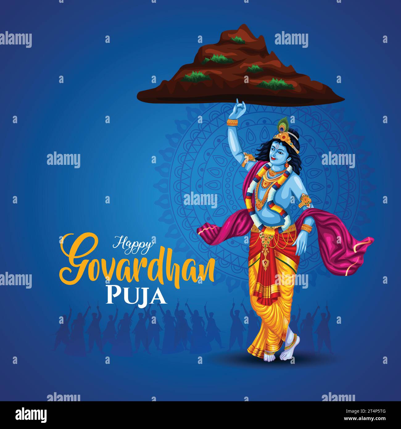 dahi handi festival of happy shree krishna govardhan puja. vector ...