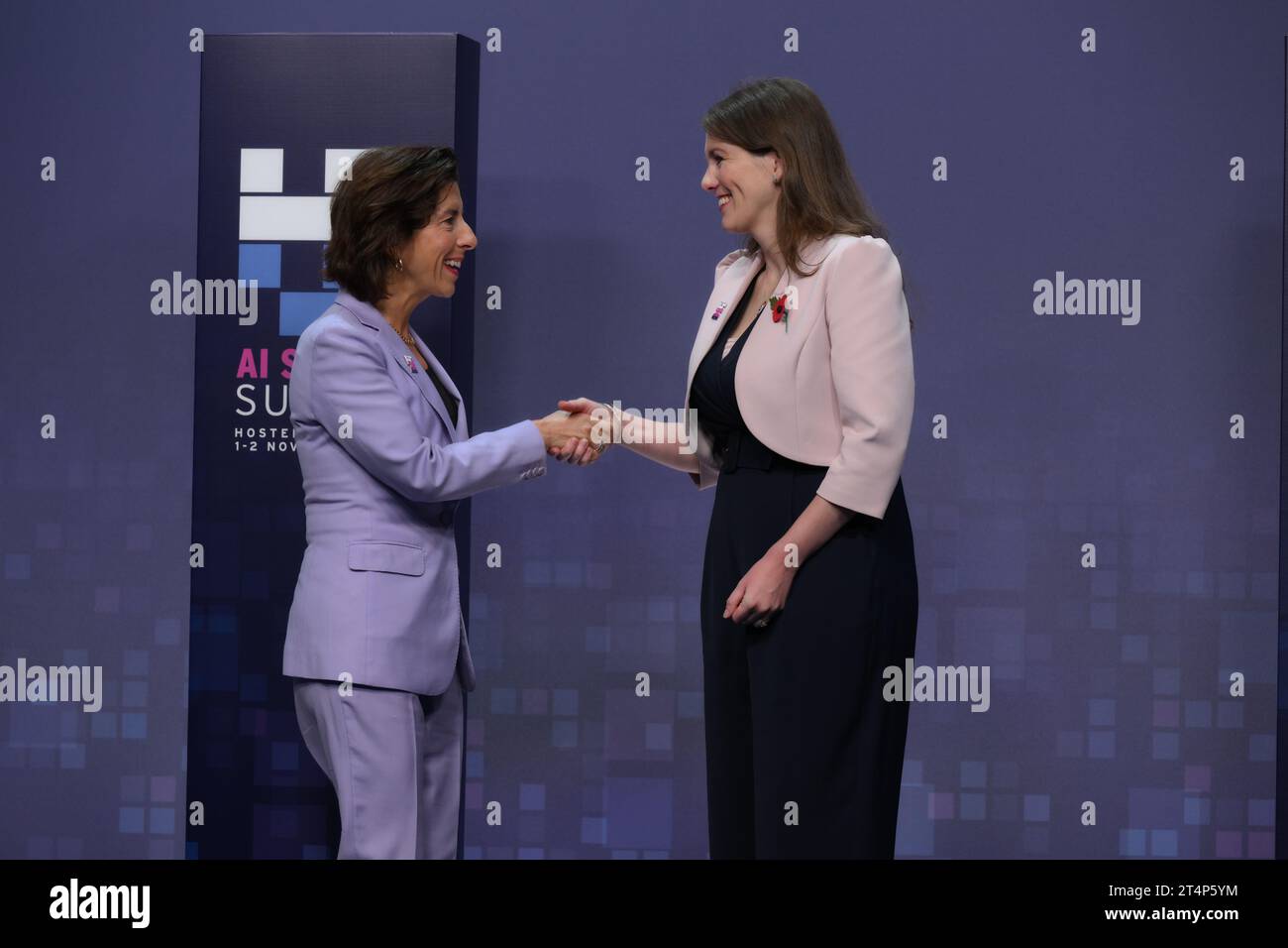 Technology Secretary Michelle Donelan greets Audrey Azoulay, Director ...