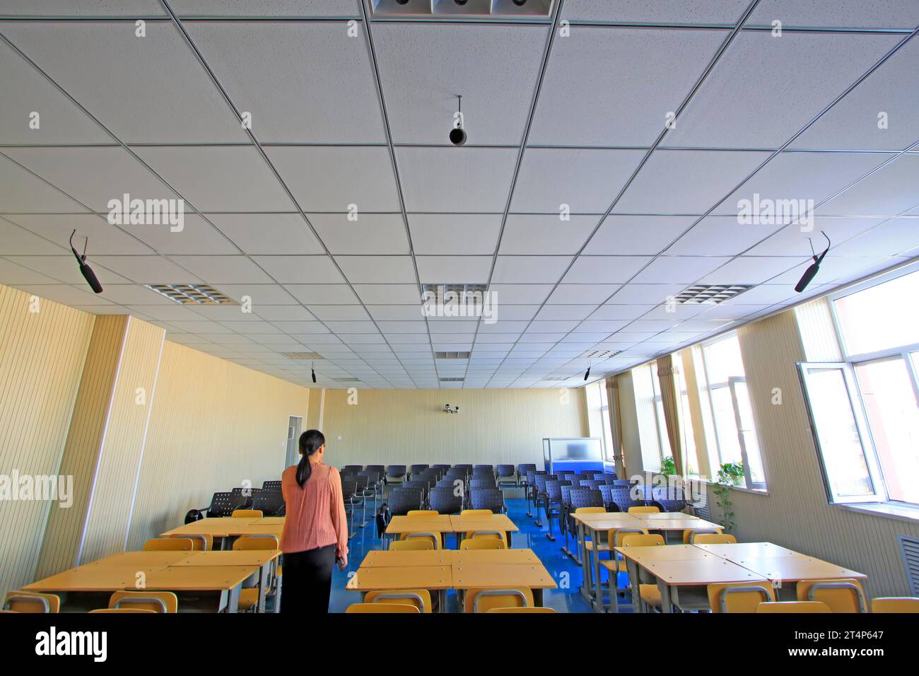 Desks and chairs in the classroom, China Stock Photo - Alamy