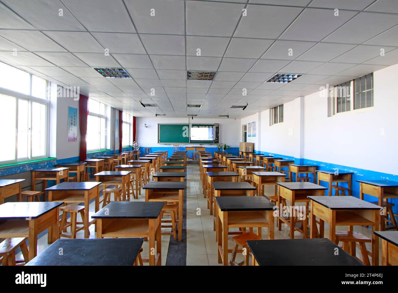 Desks and chairs in the classroom, China Stock Photo - Alamy
