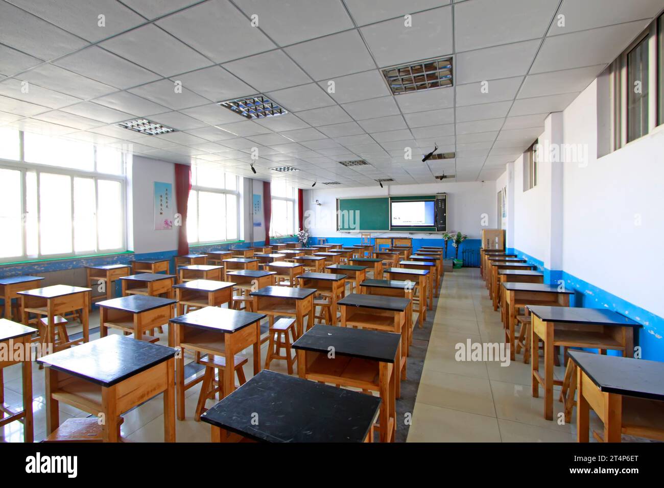 Desks and chairs in the classroom, China Stock Photo - Alamy